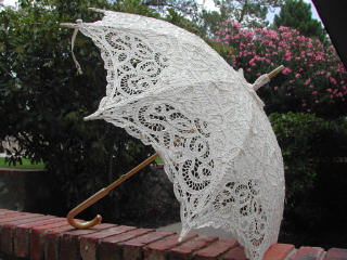 Lace-Parasols: "Augusta" Lovely Parasol with Antique Cutwork