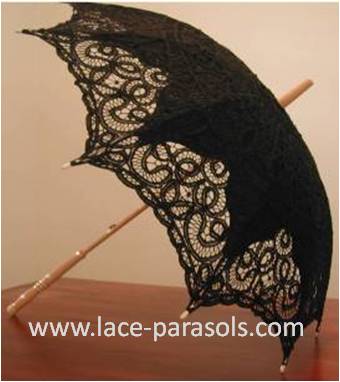 Lace-Parasols: "Simone" Black Lace Parasol
