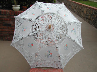 Lace-Parasols: "Ruth" Embroidered Lace Parasol